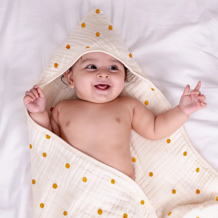 Organic Cotton Butterscotch Stars Baby Hooded Towel - Buy Baby Towels ...