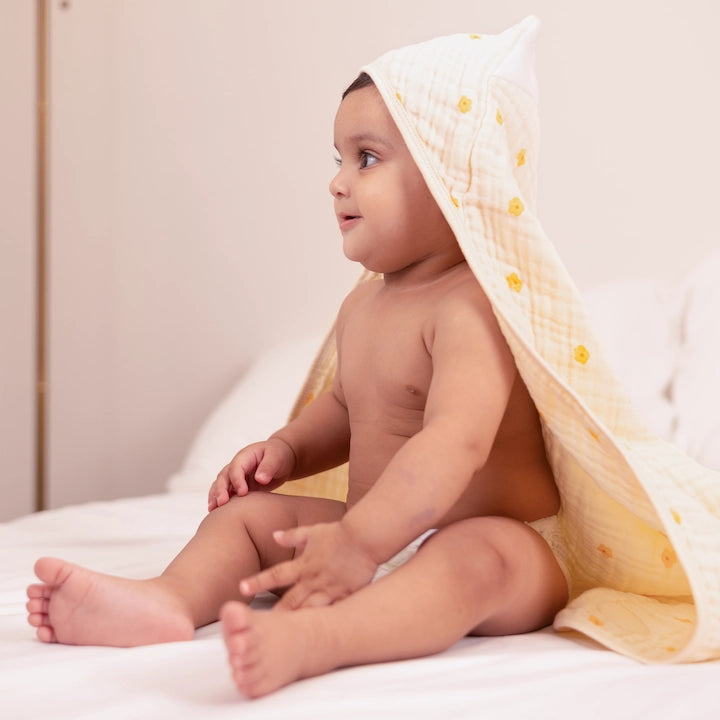 Cotton Baby Hooded Towel - Golden Bloom | Buy Baby Bath Towels Online ...